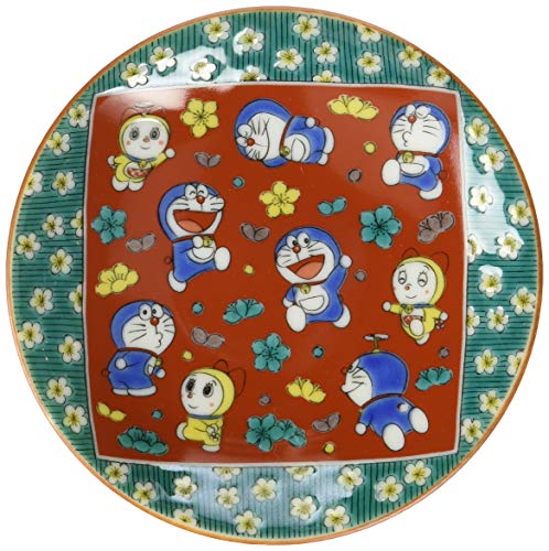 金正陶器(Kaneshotouki) Doraemon 008146 Kutani Ware Small Plate, Wooden Rice Style, Plum Flowers, Made in Japan