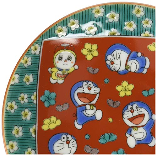 金正陶器(Kaneshotouki) Doraemon 008146 Kutani Ware Small Plate, Wooden Rice Style, Plum Flowers, Made in Japan