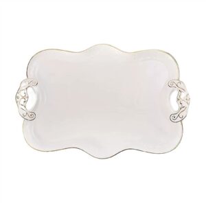 serving tray ceramic european rectangular tray home service tray double handle design tea set tray decorative tray (color : 1)