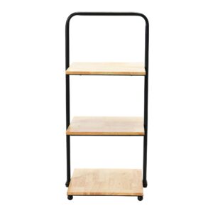 Creative Co-Op Modern Decorative 3 Shelves Solid Wood Kitchen Coffee or Tea Station and Plant Holder, Black Tiered Tray