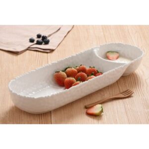 Pampa Bay Shatterproof Melamine Chip and Dip, 16.8 x 5.5 Inch, Food, Freezer, Dishwasher Safe, White