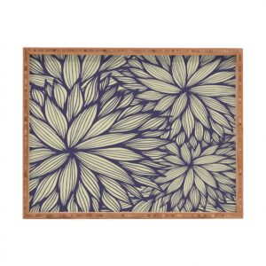 deny designs gabi blue dahlia indoor/outdoor rectangular tray, 14 x 18