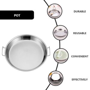 DOITOOL 2Pcs Stainless Steel Steaming Dish Cold Noodle Plate Steamed Rice Tray Round Steaming Tray With Double Handle for Home Kitchen Food Serving