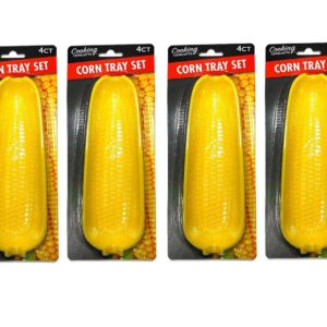 Corn on The Cob Tray Sets 9.5”L x 3”W x 1.3”H 4/Set, Yellow