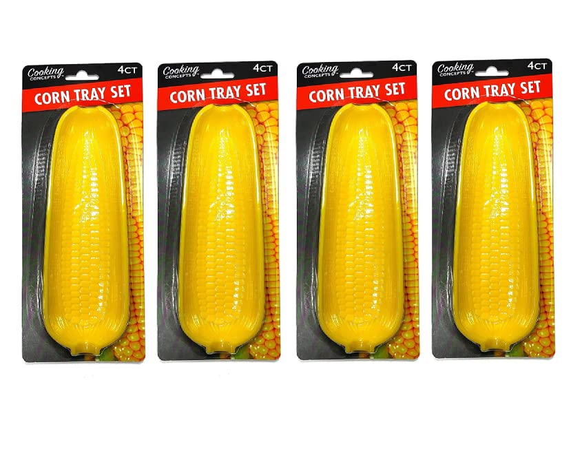 Corn on The Cob Tray Sets 9.5”L x 3”W x 1.3”H 4/Set, Yellow