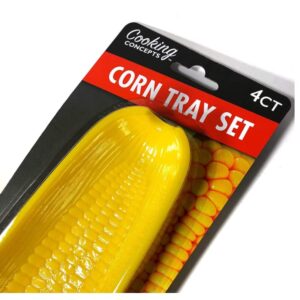 Corn on The Cob Tray Sets 9.5”L x 3”W x 1.3”H 4/Set, Yellow