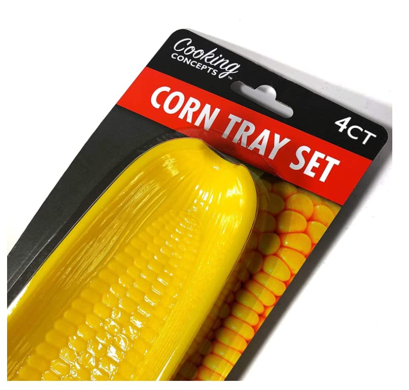 Corn on The Cob Tray Sets 9.5”L x 3”W x 1.3”H 4/Set, Yellow