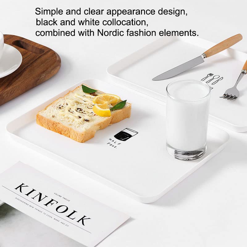 AKOAK 1 Pack Nordic Style Rectangular Plate Home Simple Breakfast Tray, Plastic Tea Tray Dinner Plate Dessert Tray