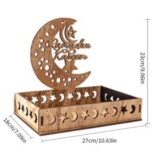 Ochine Ramadan Wood Tray Eid Ramadan Mubarak Square Wooden Serving Tray Eid Mubarak Trays Decoration DIY Wooden Serving Trays Food Dessert Tray Ramadan Decor Gift for Home Table Party Supplies