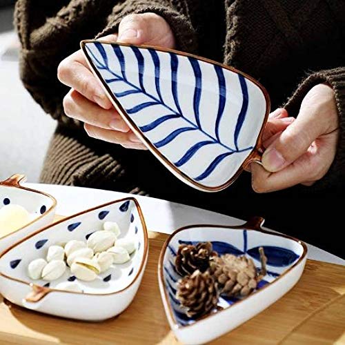 Porcelain Leaf Shaped Snack Bowl or Appetizer Dish for Dips Sauces Dessert Salad Snack Candy Fruit Nuts Cheese Ceramic Platter Set of 4 with Grooved Wooden Serving Board