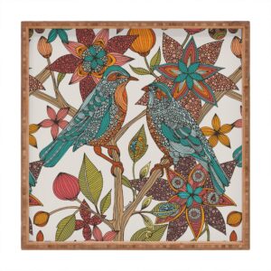 deny designs valentina ramos lovebirds indoor/outdoor square tray, 12 x 12