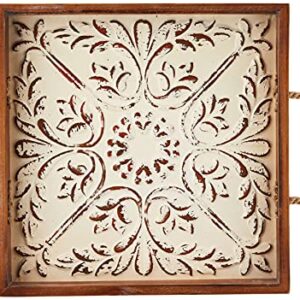 Elements - 5230317 Whitewash Embossed Wood Tray, 14-Inch, Assorted