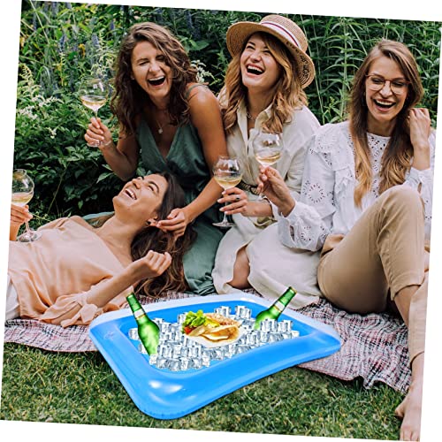 Anneome 4pcs Inflatable Ice Bar Kids Grill Crawfish Trays Tabletop Grill Inflatable Ice Serving Bar Pool Party Drink Containers Inflatable Serving Tray Ice Serving Trays Ice Serving Cooler