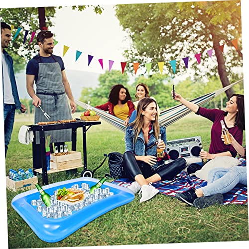 Anneome 4pcs Inflatable Ice Bar Kids Grill Crawfish Trays Tabletop Grill Inflatable Ice Serving Bar Pool Party Drink Containers Inflatable Serving Tray Ice Serving Trays Ice Serving Cooler