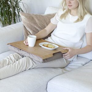 Natural Wooden Lap Tray - Natural Wood and Cushion