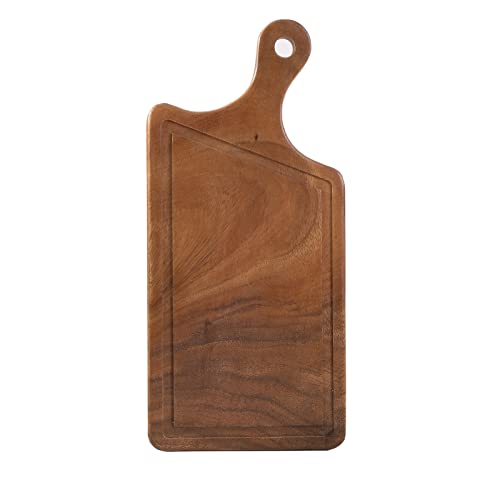 Hisize Wood Cutting Board - Small Wooden Chopping Board Charcuterie Board Serving Tray With Handle(Bent Handle)