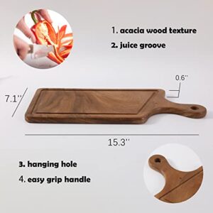 Hisize Wood Cutting Board - Small Wooden Chopping Board Charcuterie Board Serving Tray With Handle(Bent Handle)