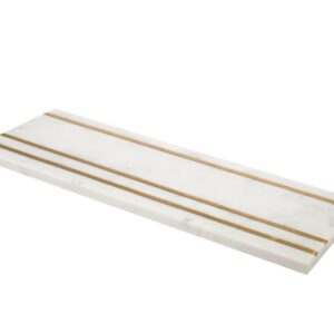 Godinger Serving Tray, Serving Platter, Appetizer Tray, Dessert Platter, White Marble, 18X7