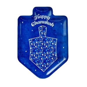 rite lite happy chanukah dreidel shaped serving tray - large melamine decorative centerpiece platter hanukkah home decorations elegant serveware perfect for entertaining jewish holiday party 12"