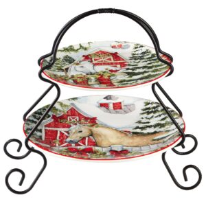 certified international homestead christmas 2-tier server, multicolor