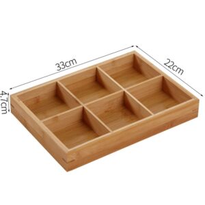 Divided Wooden Tray, Environmental Friendly Wooden Serving Tray for Sushi Plate (6 Compartments)