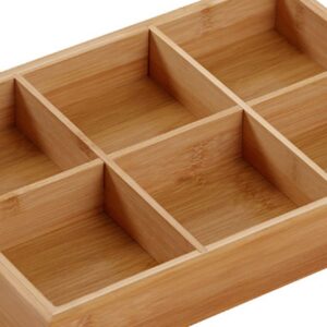 Divided Wooden Tray, Environmental Friendly Wooden Serving Tray for Sushi Plate (6 Compartments)