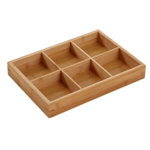 Divided Wooden Tray, Environmental Friendly Wooden Serving Tray for Sushi Plate (6 Compartments)