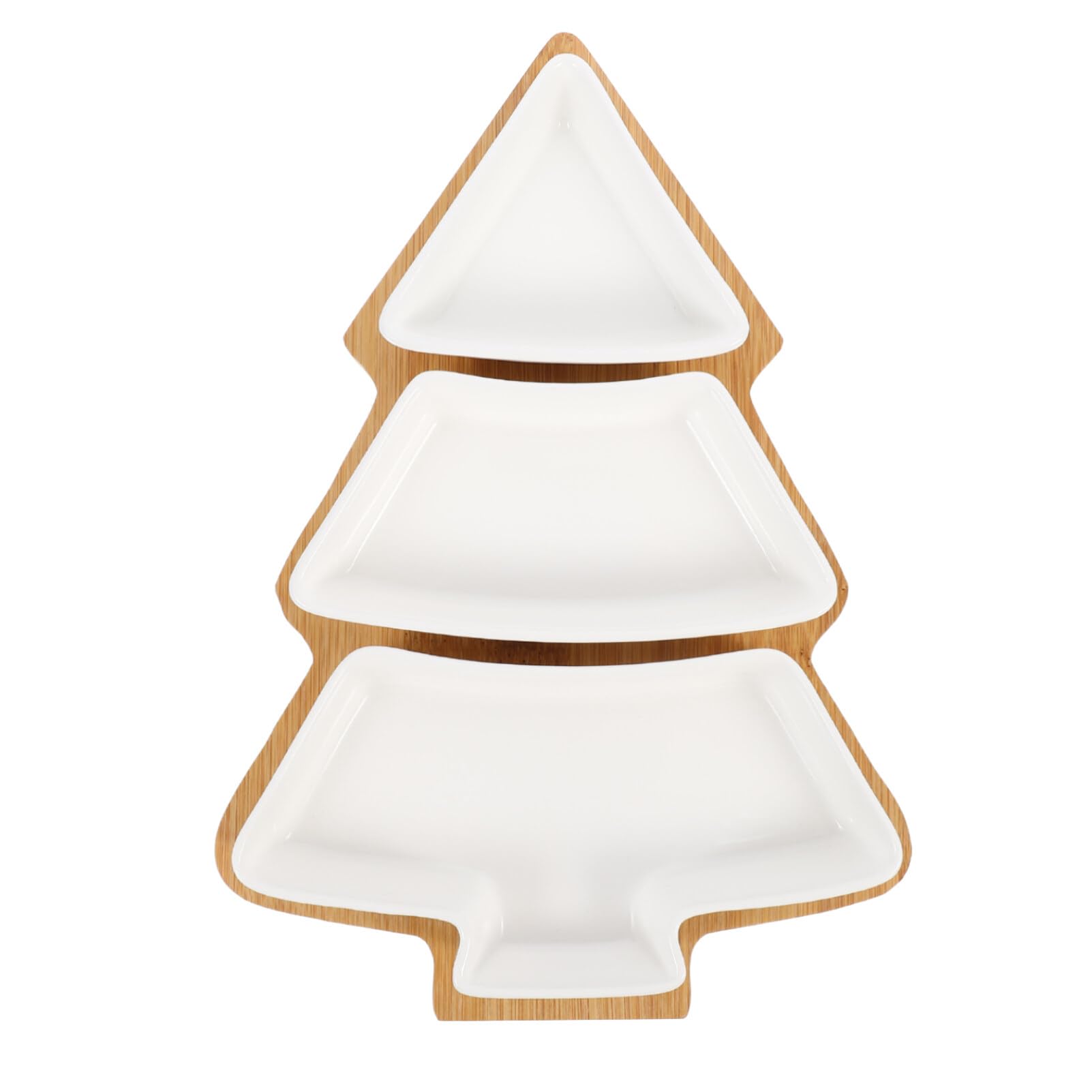 Angoily Christmas Tree Shaped Platter Ceramic Christmas Serving Tray Dishes for Entertaining, Food Serving Platter with Base for Appetizer, Snacks, Fruit, Candy Dessert for Xmas Party, White