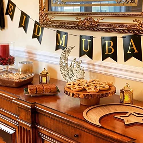 Moon Star Dessert Tray Dining Table Carved Ornaments Dessert Tray Artifact Creative Wooden Ornaments Special Shape Eid Star Moon