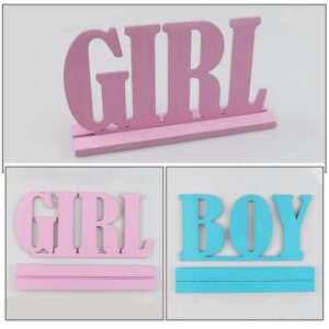 Dining Table Decor 2Pcs Boy Girl Letter Table Signs Wooden Gender Reveal Table Blue and Wood Tabletop Decor for Gender Reveal Shower Party Supplies Centerpiece Table Decorations