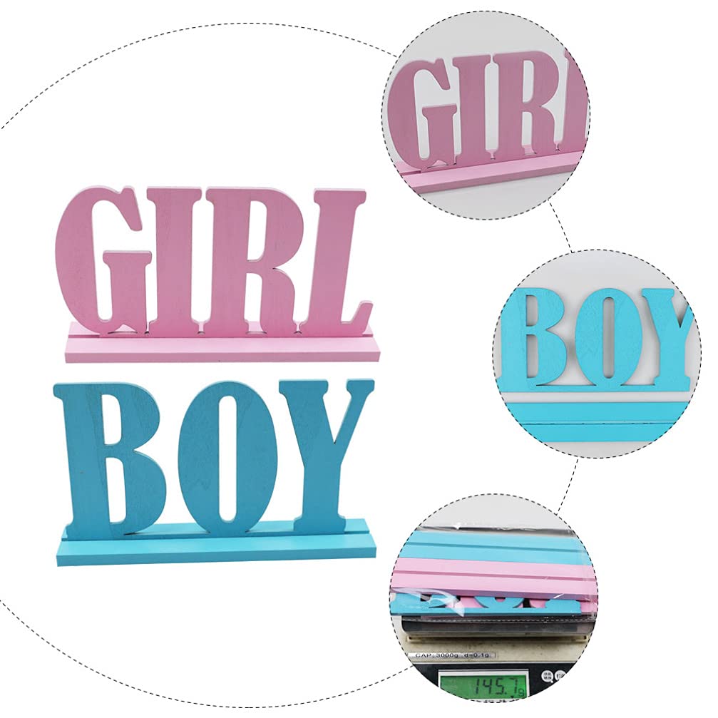 Dining Table Decor 2Pcs Boy Girl Letter Table Signs Wooden Gender Reveal Table Blue and Wood Tabletop Decor for Gender Reveal Shower Party Supplies Centerpiece Table Decorations