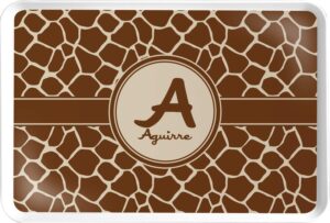 personalized giraffe print serving tray