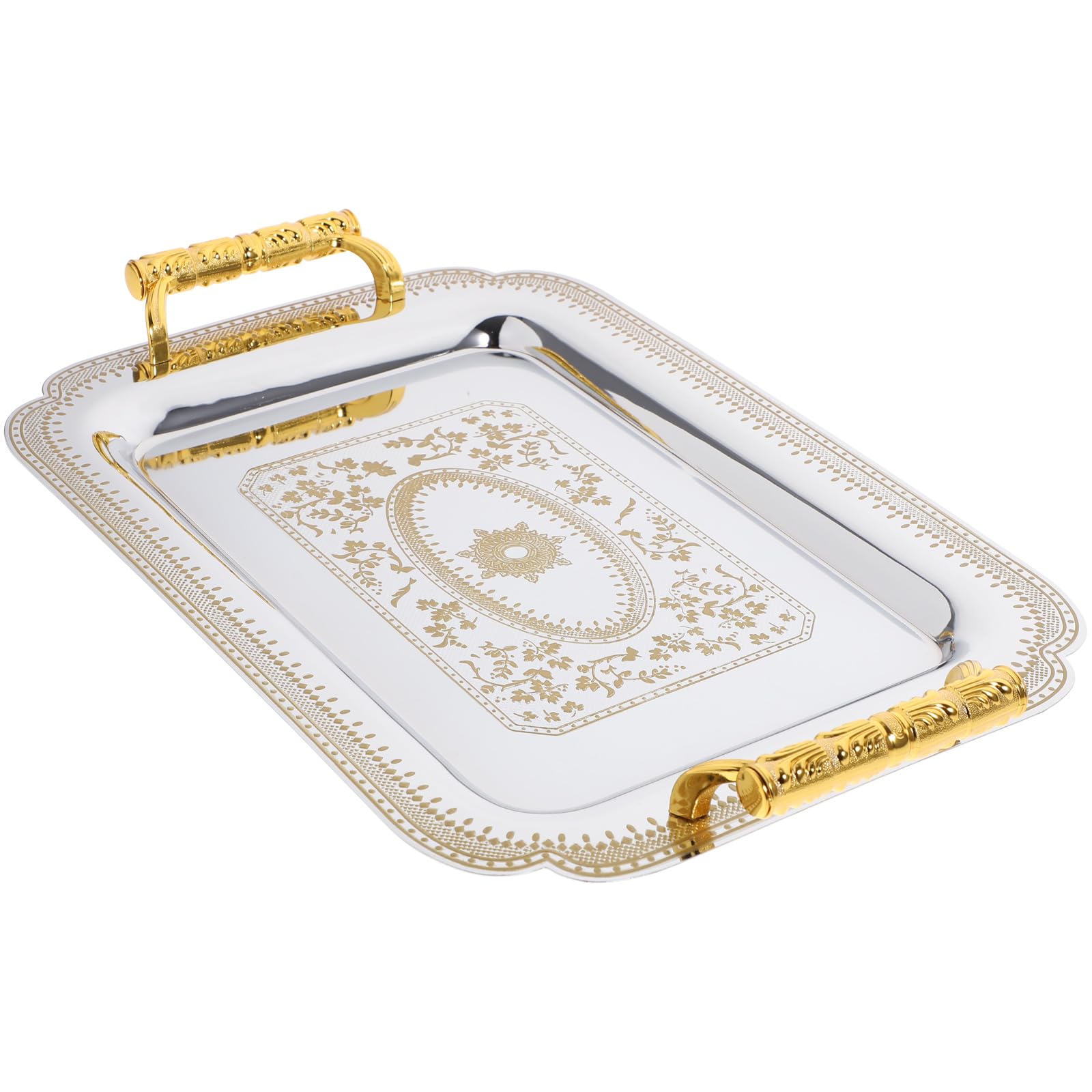 Zerodeko 1Pc Retro Fruit Tray European Style Tray Food Plate Double Handle Tray for Hotel Home Buffet