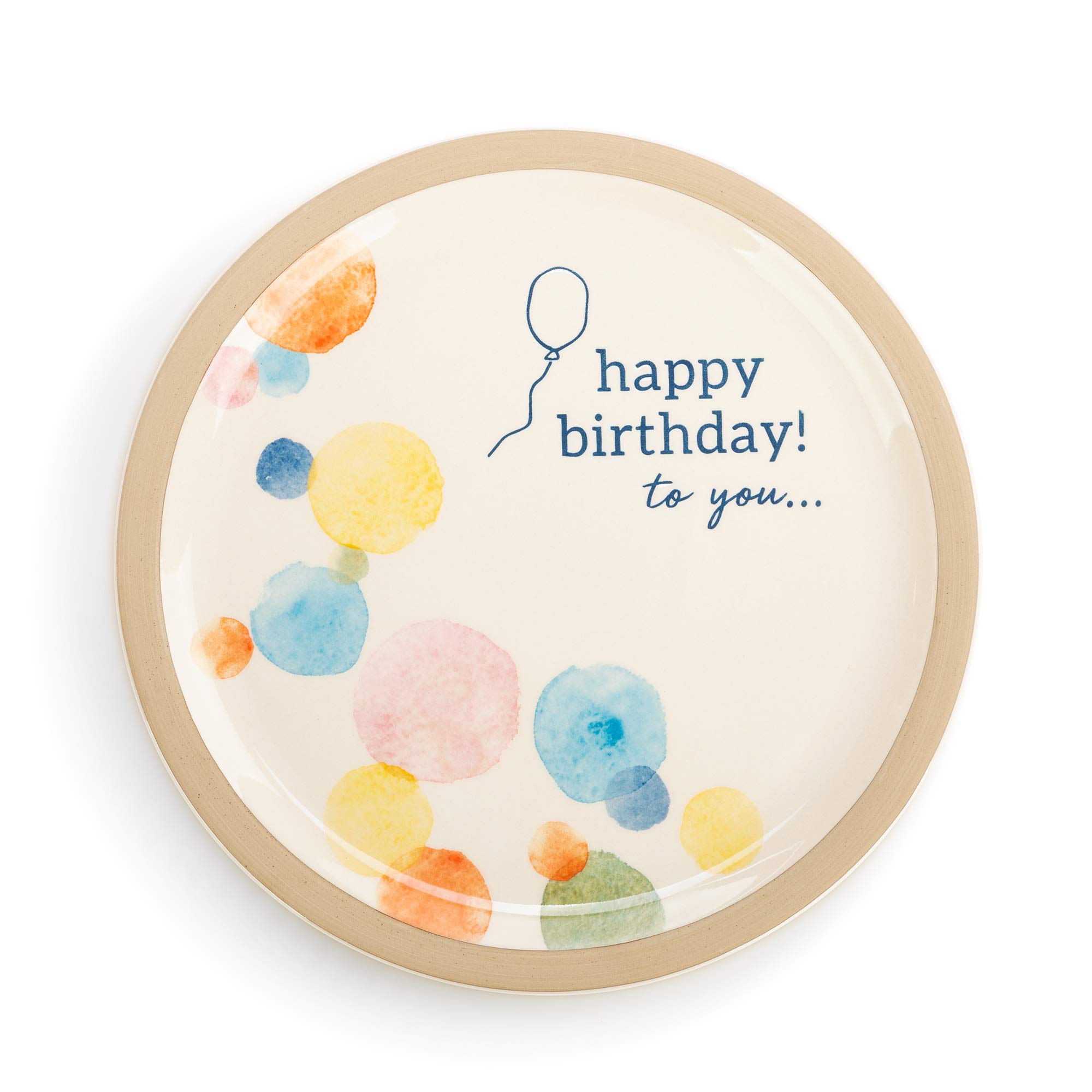 DEMDACO Happy Birthday! To you Colorful Dots 9 x 9 Stoneware Decorative Serving Plate