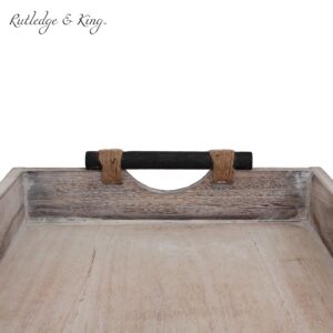 Rutledge & King Bethany Serving Tray - Ottoman Tray/Decorative Tray - Coffee Table Tray/Round Wooden Tray - Breakfast in Bed Tray with Handles - Rustic Wood Tray