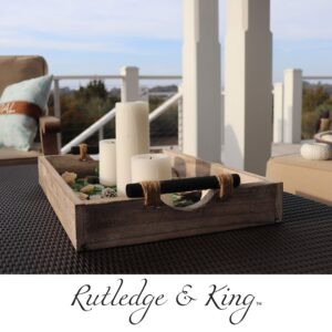 Rutledge & King Bethany Serving Tray - Ottoman Tray/Decorative Tray - Coffee Table Tray/Round Wooden Tray - Breakfast in Bed Tray with Handles - Rustic Wood Tray