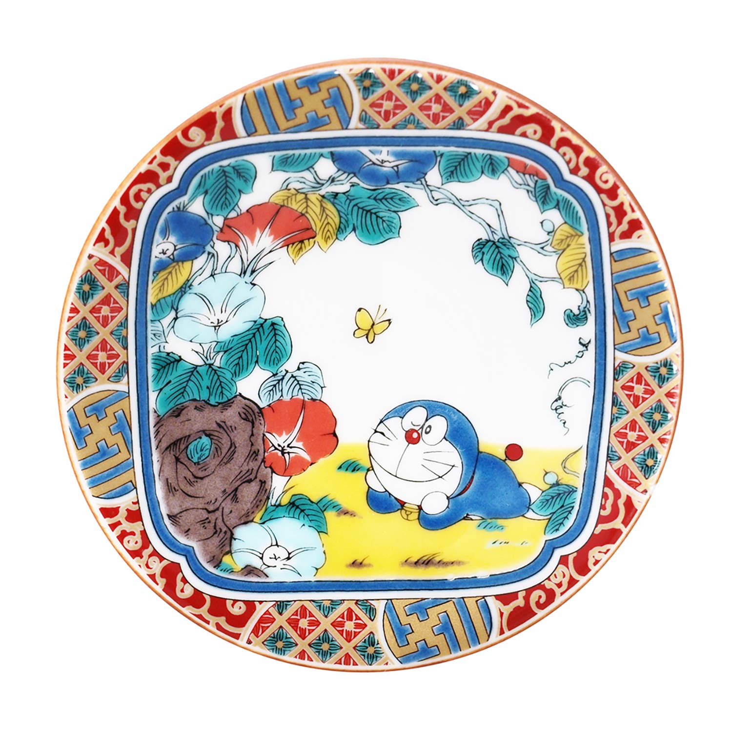 Doraemon [Small Plates] Kutani Era Style of Painting/Shozo Style/Color Gold Field Hand Pottery