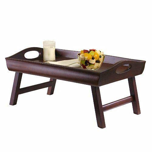 Patentwerd Serving Laptop Computer Table Desk Breakfast in Bed Tray Wooden Foldable Legs Patentwerd Serving Tray Bed Tray Tray Tables Bedside Table Trays for Eating Bed Table Tray