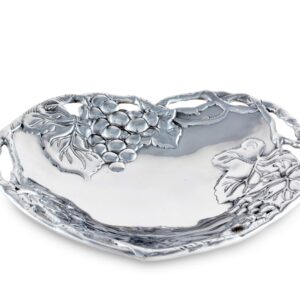 Arthur Court Aluminum Grape Heart Coupe Tray, 9.5 x 10 inch - Romantic Sand-Cast Design, Ideal for Mother's Day or Anniversary