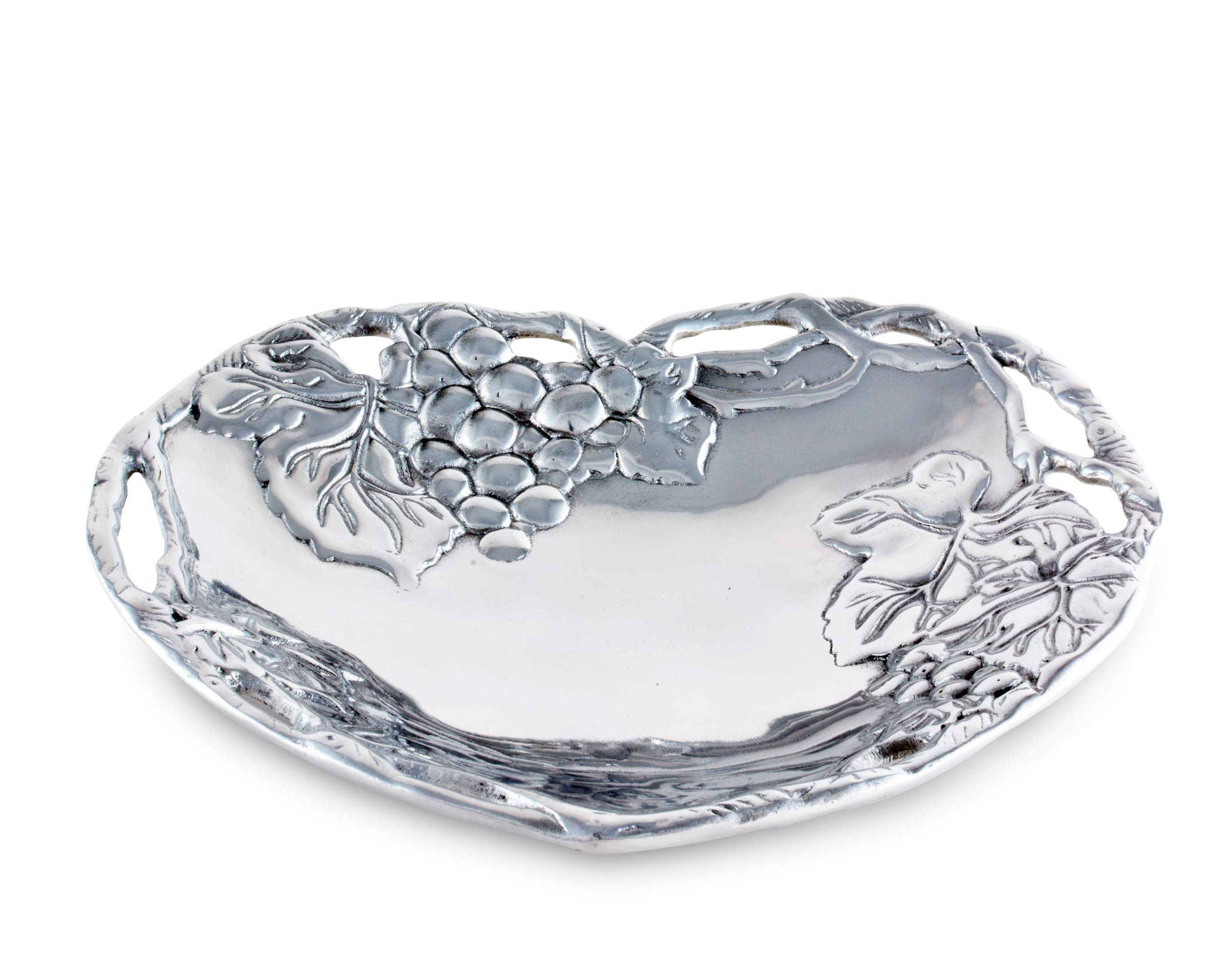 Arthur Court Aluminum Grape Heart Coupe Tray, 9.5 x 10 inch - Romantic Sand-Cast Design, Ideal for Mother's Day or Anniversary