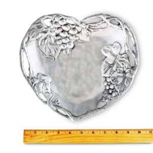 Arthur Court Aluminum Grape Heart Coupe Tray, 9.5 x 10 inch - Romantic Sand-Cast Design, Ideal for Mother's Day or Anniversary