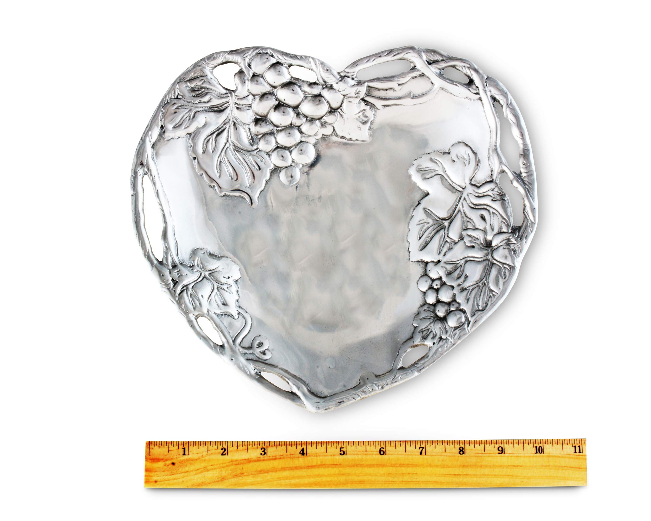 Arthur Court Aluminum Grape Heart Coupe Tray, 9.5 x 10 inch - Romantic Sand-Cast Design, Ideal for Mother's Day or Anniversary