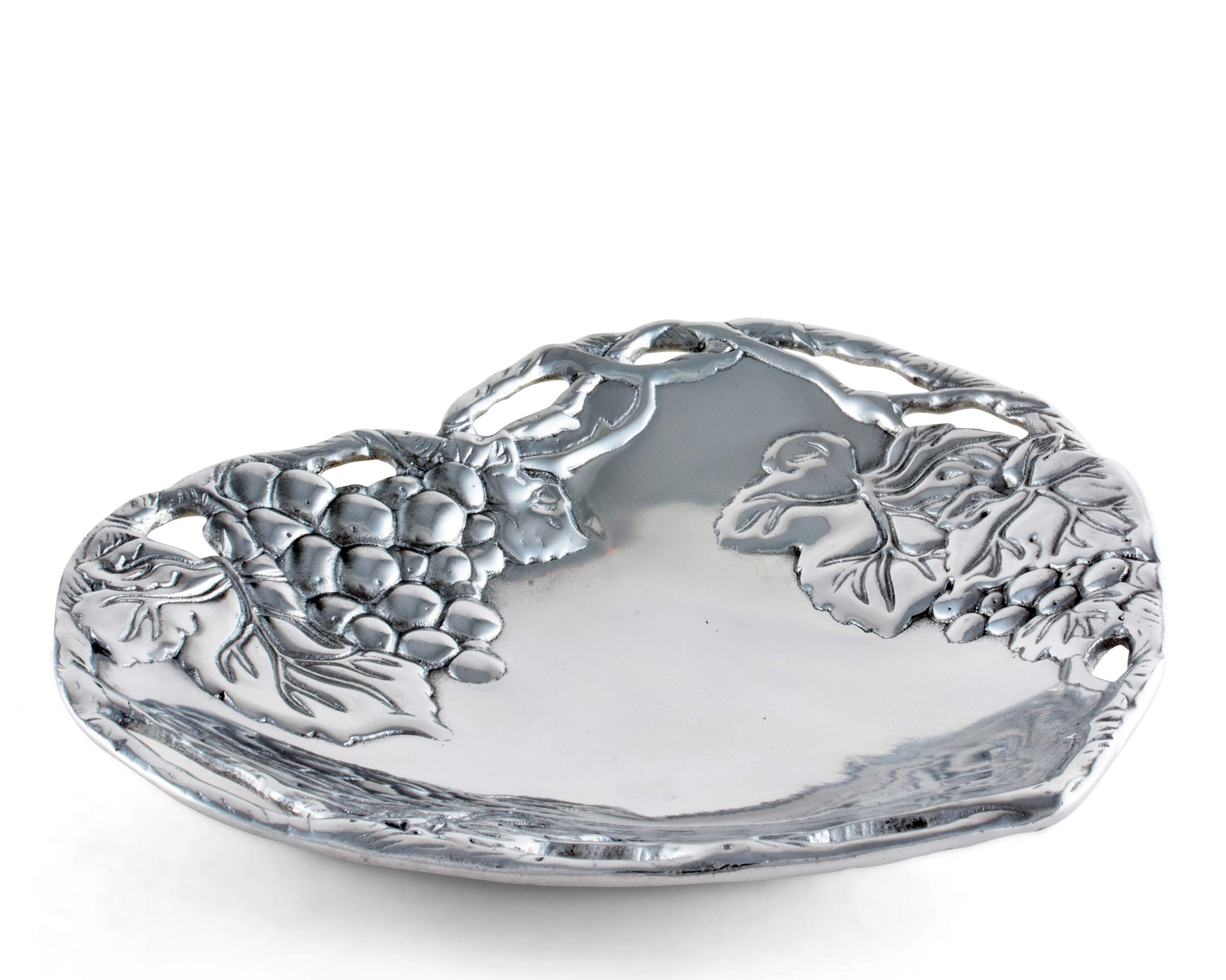 Arthur Court Aluminum Grape Heart Coupe Tray, 9.5 x 10 inch - Romantic Sand-Cast Design, Ideal for Mother's Day or Anniversary