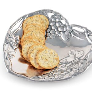 Arthur Court Aluminum Grape Heart Coupe Tray, 9.5 x 10 inch - Romantic Sand-Cast Design, Ideal for Mother's Day or Anniversary