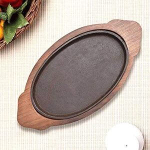 Zifron Wood Store Wooden Sizzler Plate with Oval Base/sizzler Plate with Wooden Stand/sizzler Dish 13"X 7", Brown,