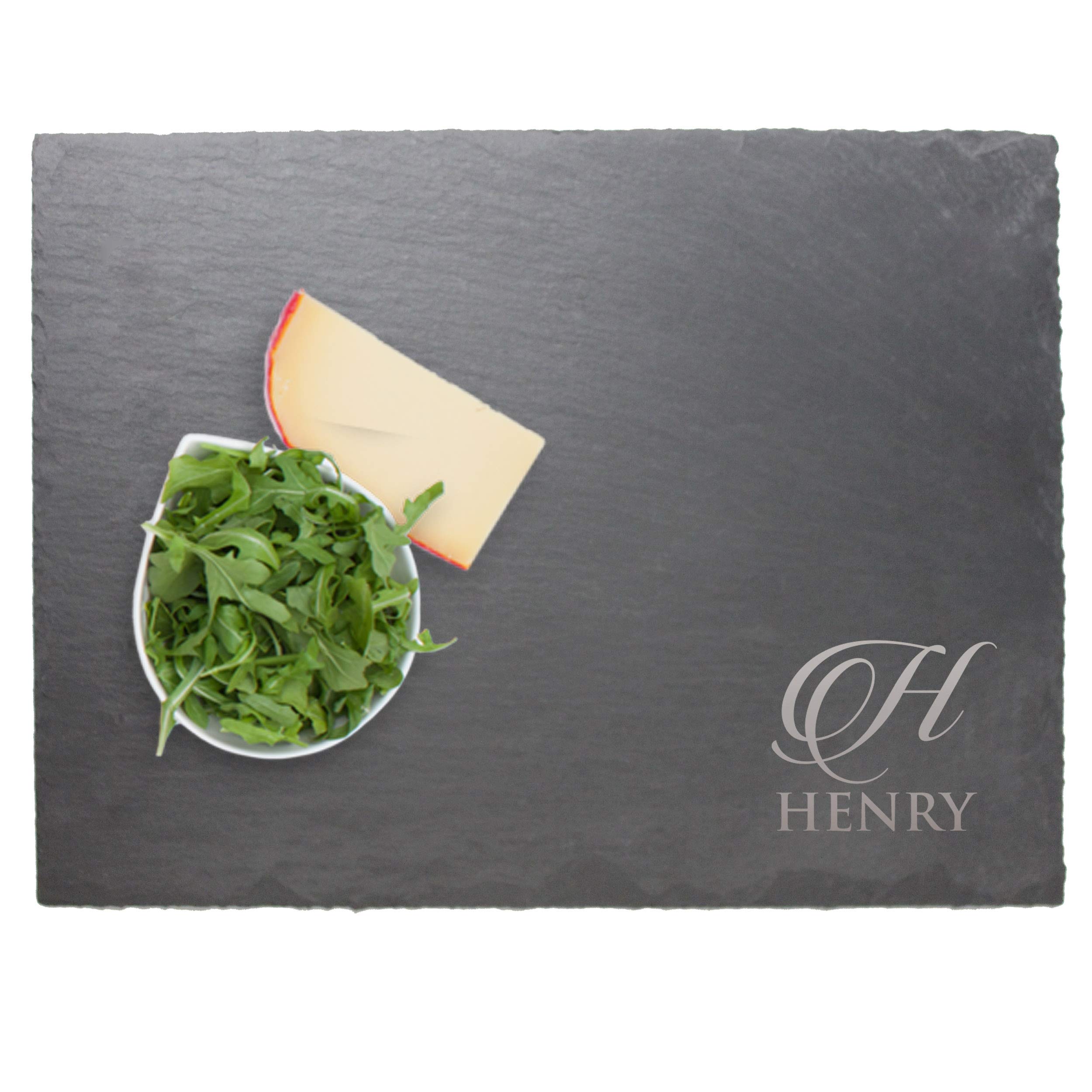 Personalized Slate Serving Tray Cheese Board with Soapstone - Housewarming, Wedding for Couples - Custom Engraved (Name and Initial Style)