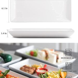 Porcelain Serving Platter Rectangular Plate/Tray for Party, 14-Inch Large White Microwave and Dishwasher Safe Set of 4