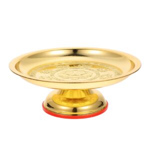 hemoton 1pc fruit plate cupcake display holder fruit holder buddhist bowl appitizer dish buddha decoration god offering bowl buddhist offering plate cake dome candy bowl counter zinc alloy