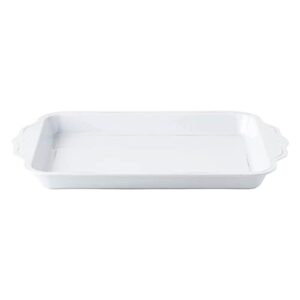 juliska berry & thread melamine tray 24 in. - whitewash, melamine serving tray - unbreakable, white melamine, decorative embossed melamine serving tray with handles