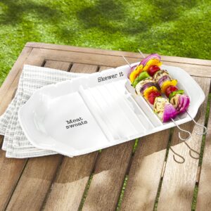 Mud Pie Kabob Platter Set, tray 8 1/2" x 15" | kabob 12, White